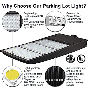 450W LED Parking Lot Light 63000LM Commercial Outdoor Light 5000K Dimmable LED Shoebox Area Light (1500W HID/HPS Equivalent), Slip Fitter Mount IP65 Waterproof, 100-277V AC UL&DLC Listed