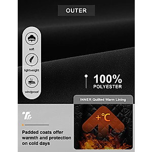 TBMPOY Men's Bomber Jacket Lightweight Winter Windbreaker Zip Up Padded Softshell Windproof Water-Resistant Casual Fall Coat Black L