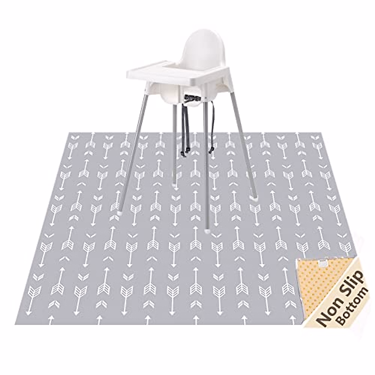 WOMUMON 51" Splat Mat for Under High Chair/Arts/Crafts, Baby Washable Spill Mat Waterproof Anti-Slip Floor Splash Mat, Portable Play Mat and Table Cloth (Arrow, 51")