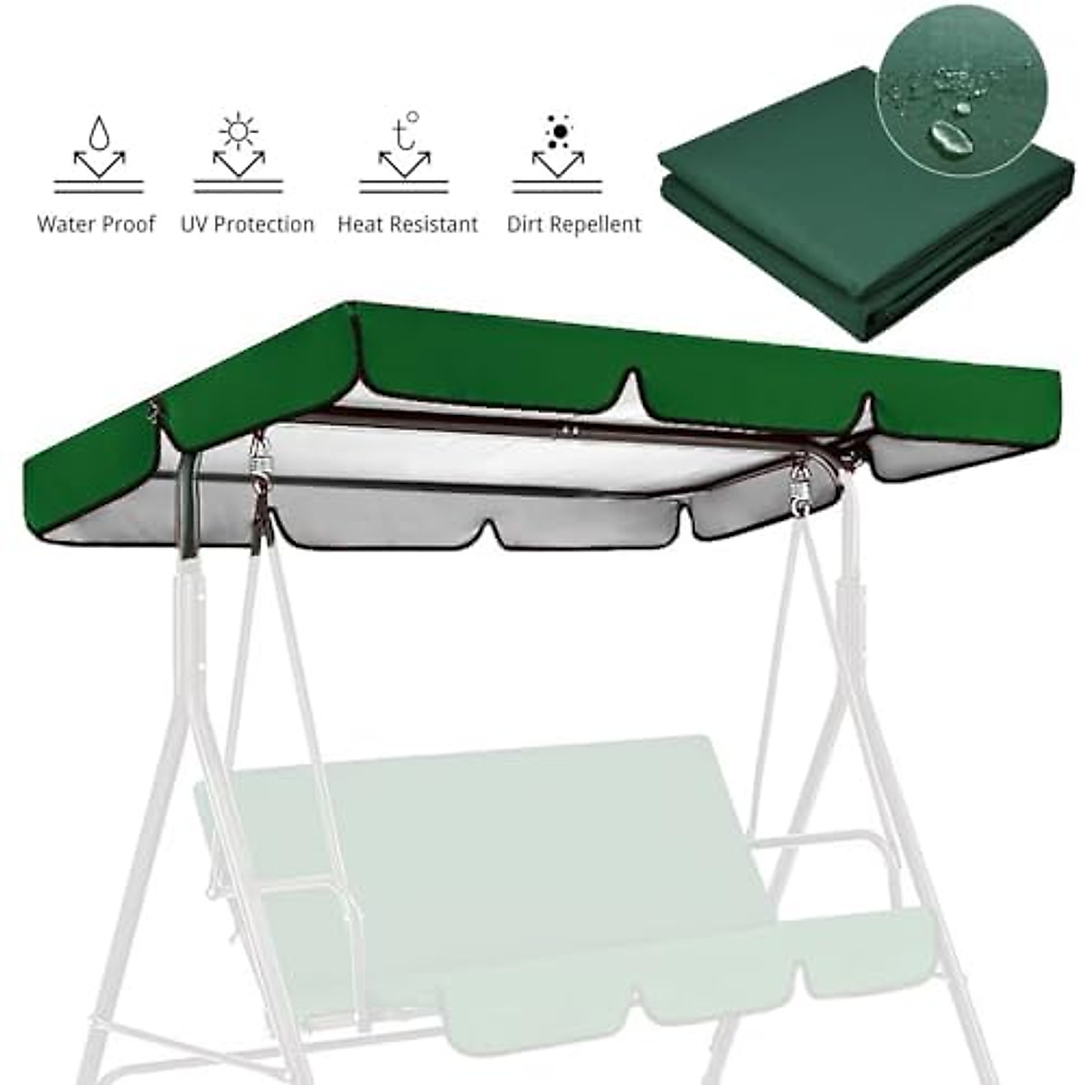 Patio Swing Canopy Replacement, 420D All Weather Protection Deluxe Waterproof UV, Outdoor Swing Canopy Replacement
