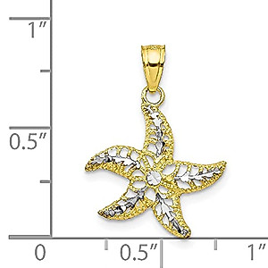 IceCarats 10K Yellow Gold Starfish Necklace Charm Pendant 22mm x 16mm Only