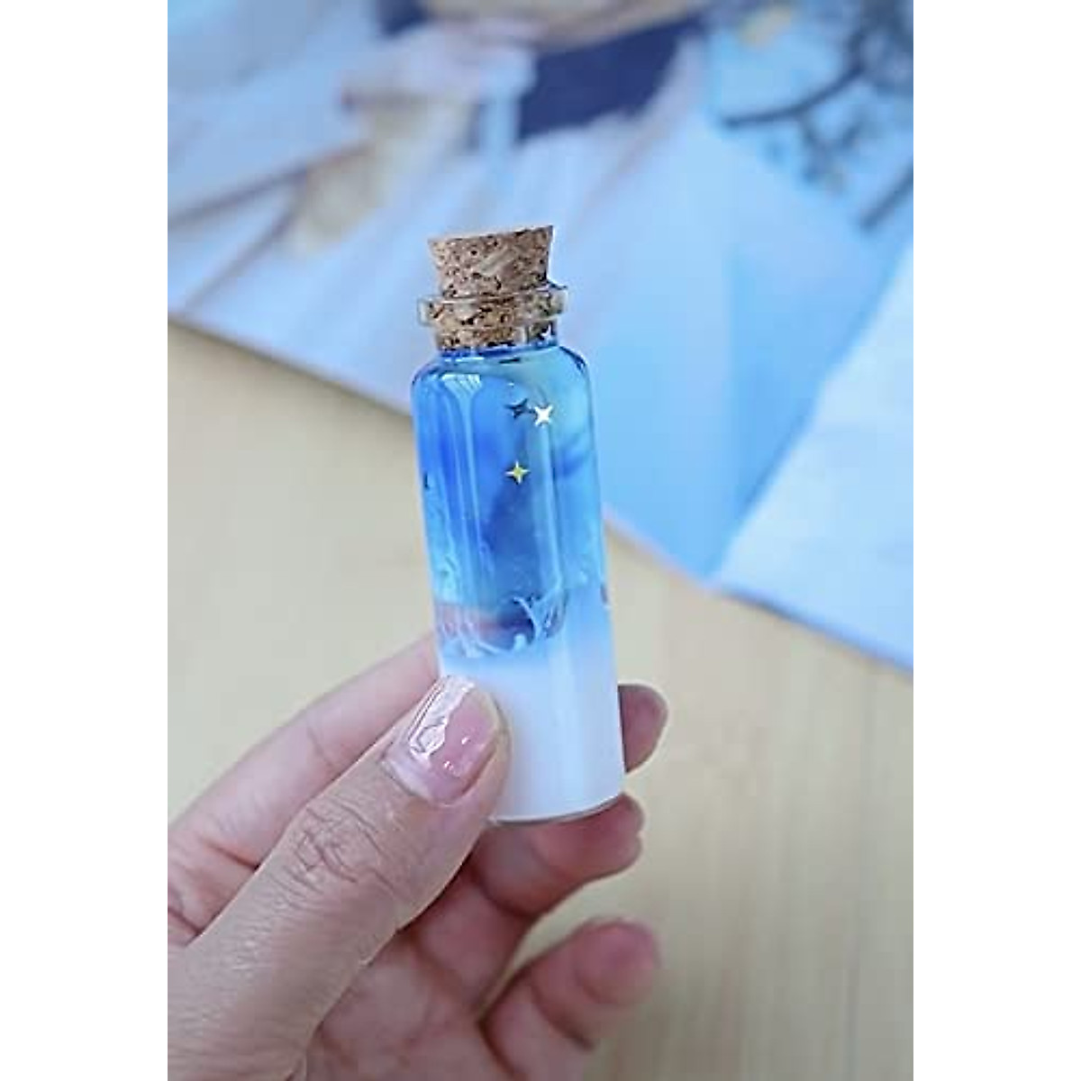 maxmau Mini Glass Bottles with Cork Stoppers 15ml Mini Jars Wishing Bottles 25pcs with Connection Accessories Twine Bell Decoration