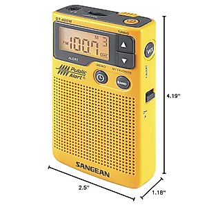 Sangean DT-400W AM/FM Digital Weather Alert Pocket Radio , Yellow