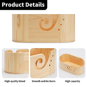 MTJYQYF Wooden Knitting Bowl Yarn Bowl - Crochet Bowls for Yarn, Handmade Yarn Holder Bowl for Crocheting and Knitting Gift for Mom Wife Girlfriend & Knitting Lovers - 11x6.1x4.7 in