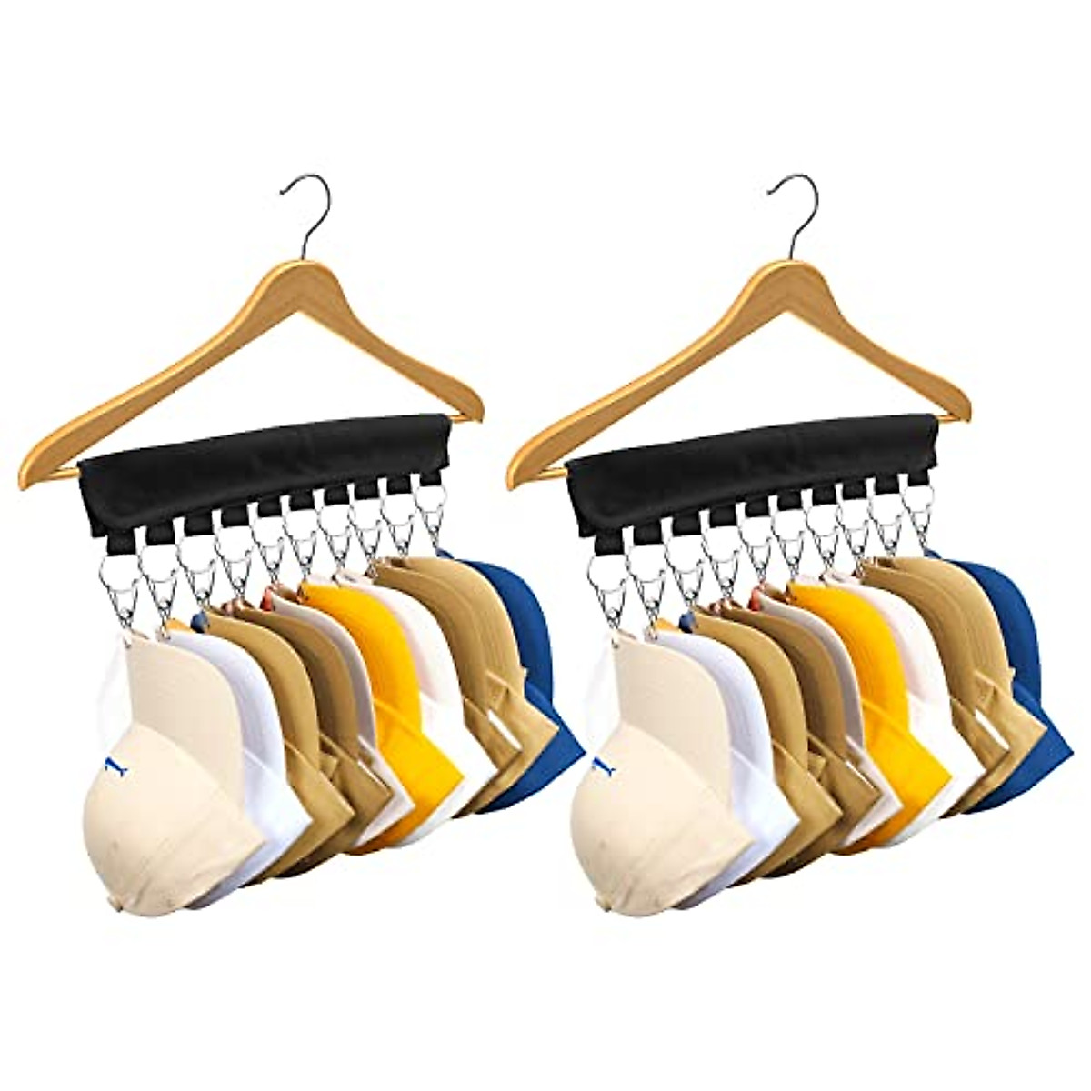 QHWLKJ Hat Rack for Baseball Caps,Hat Hanger Holder Rack for Hanger & Room Closet Display, 2Pack 20 Hat Storage Clips+10 hat Racks for Hang Ball Caps Beanie & Accessories, for Men, Boy Women Gift