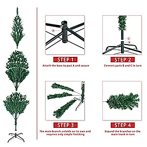 Artificial Christmas Tree Xmas Pine Tree, Automatic Open, Hinged Flocked with Metal Stand for Holiday Home Party Decoration(7.5FT, AUTO-Green)