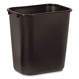 Rubbermaid 295600Bk Deskside Plastic Wastebasket, Rectangular, 7 Gal, Black