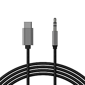 TALK WORKS USB C to 3.5mm Aux Jack Audio Cable - 6ft Braided Type C Cord Heavy Duty Headphone Stereo Adapter for Samsung Galaxy S21, S20, S10, S9, iPad Pro 2018, Google Pixel, Moto Z, Black
