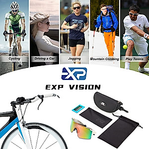EXP VISION Polarized Cycling Glasses, UV 400 Sports Sunglasses Biking Goggles Running Hiking Golf Fishing Driving (Pink)