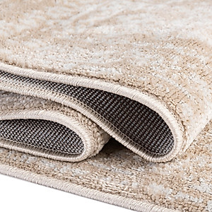 Rugs.com Oxford Collection Rug – 2' 7 x 12' Runner Beige Low Rug Perfect for Hallways, Entryways