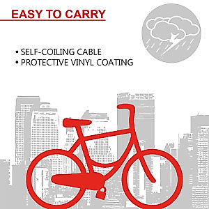 MASTER LOCK Bike Lock Cable [Combination] [1,2 m Coiling Cable] [Outdoor] [Random Color] 8143EURDPROCOL - Ideal for Bike, Electric Bike, Skateboards, Strollers, Lawnmowers and other Outdoor Equipments