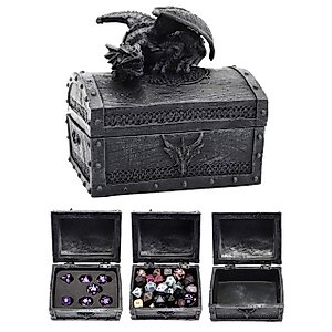 Forged Dice Co. Deluxe Dragon Dice Storage Box with Custom Foam Insert - Holds up to 6 Sets of Polyhedral Dice or 42 Individual Dice - Treasure Chest for Dungeons And Dragons Dice - Great DnD Gifts