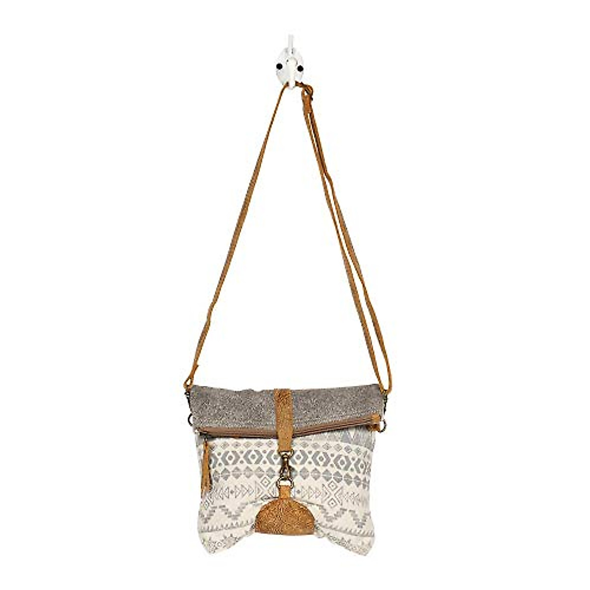 Myra Bag Imbicrate Upcycled Canvas & Cowhide Leather Small Crossbody Bag S-1262