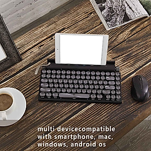 Typewriter Keyboard Mechanical, Typewriter Retro Mechanical Gaming Keyboard with RGB Backlight 83 Keys Metal Round Keycap, Retro Typewriter Keyboard for PC (Black)