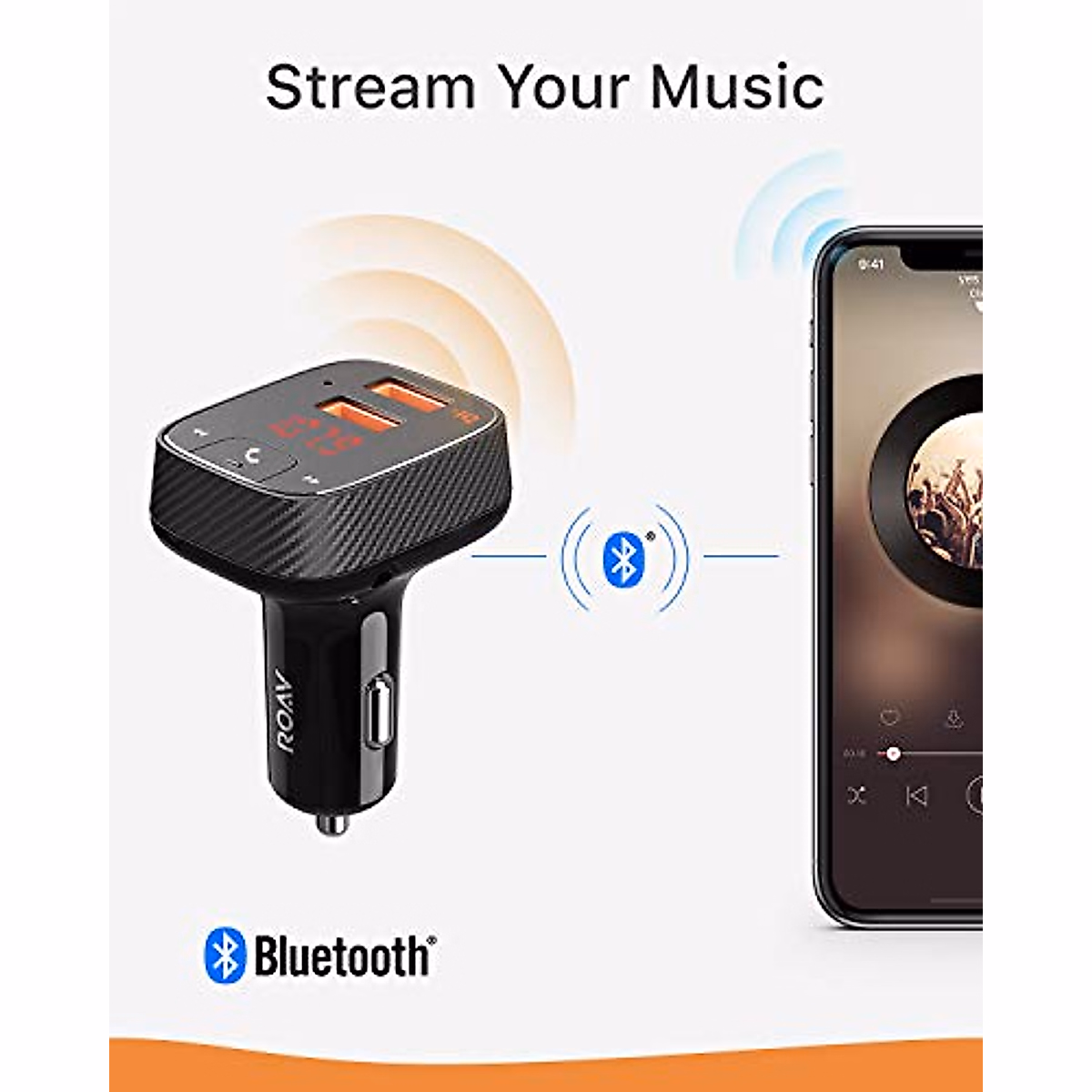 Anker Roav SmartCharge F2 Bluetooth FM Transmitter, Wireless Audio Adapter and Receiver, Car Charger with Bluetooth, Car Locator, App Support, 2 USB Ports, PowerIQ