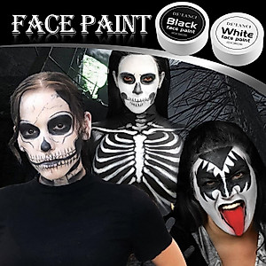ecofavor Black White Face Paint Body Painting, 2 PCS Pro White+Black Face Body Paint Oil Based Cream Palette Kit for Art Theater Halloween Party Cosplay Clown SFX Makeup for Kids Adults (200g/7.06oz)
