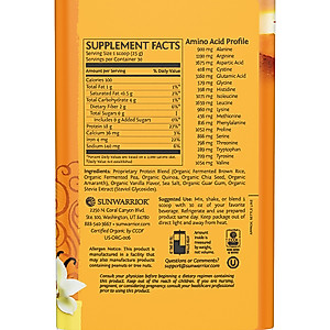 Sunwarrior Vegan Organic Protein Powder Plant-based | 5 Superfood Quinoa Chia Seed Soy Free Dairy Free Gluten Free Synthetic Free NON-GMO | Vanilla 30 Servings | Classic Plus