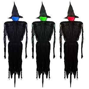 Dazzle Bright Halloween Decorations, 6 FT Set of 3 Light Up Halloween Witch with Stakes, Witch Decorations for Outdoor Garden Yard Lawn Haunted House Decor