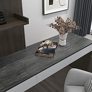 17.7&#039;&#039;x100&#039;&#039; Dark Grey Wood Peel and Stick Wallpaper Thick Self-Adhesive Removable Wallpaper Wood Decorative Wall Covering Rustic Wood Grain Contact Paper Waterproof Vinyl Film for Countertops Cabinet