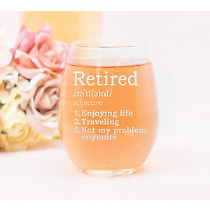 NeeNoNex Retired Definition - Wine Glass Funny and Great Retirement Gift for Coworkers Boss Mom Dad Funny Dictionary Definition