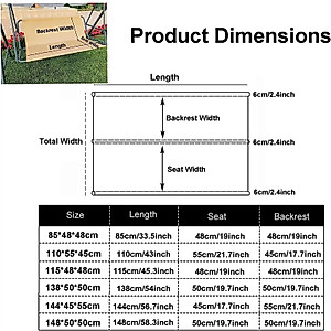 Swing Seat Replacement Canopy Chair Replacement, Swing Replacement Seat & Back Support,Suitable for Outdoor Terrace Garden Rocking chairsSeat Bench Cover,Waterproof Heavy Duty 600D Oxford Fabric (Col