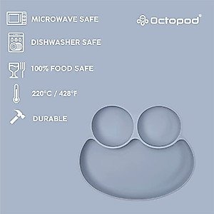 Abiie Octopod Frog Silicone Plates with Suction - Spill Proof, Easy to Clean - BPA-Free Bowl - Suction Plates for Baby and Toddler - Training & Feeding Divided Grip Dish (Pink Lavender)