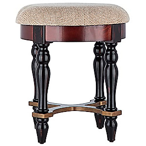Design Toscano Grand Duchess Vanity Stool, 17 Inch, Walnut
