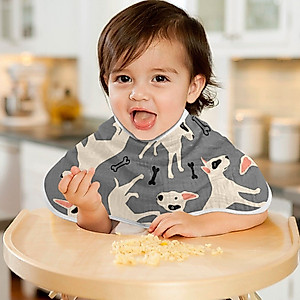 YYZZH Bull Terrier Pitbull Dog and Bone Muslin Burp Cloths for Baby 2 Pack 100% Cotton Baby Washcloths Bibs for Boy Girl