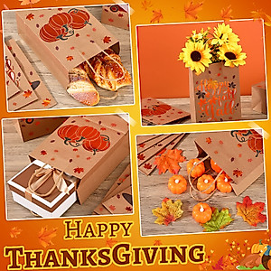 Yexiya Fall Gift Bags Bulk Thanksgiving Kraft Paper Treat Bags Fall Candy Bags with Handles Fall Goodies Bags for Thanksgiving Party Favors Supplies(24 Pcs)
