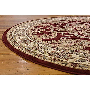 Unique Loom Voyage Collection Traditional Oriental Classic Intricate Design Area Rug (6' 0 x 6' 0 Round, Red/Tan)