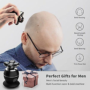RAYCOSHAVE Head Shaver for Bald Men, 5 in 1 Wet & Dry Shaver Waterproof Bald Head Shaver, USB Rechargeable Rotary Shavers Grooming Kit with LED Display, Anti-Pinch, Ergonomic Design
