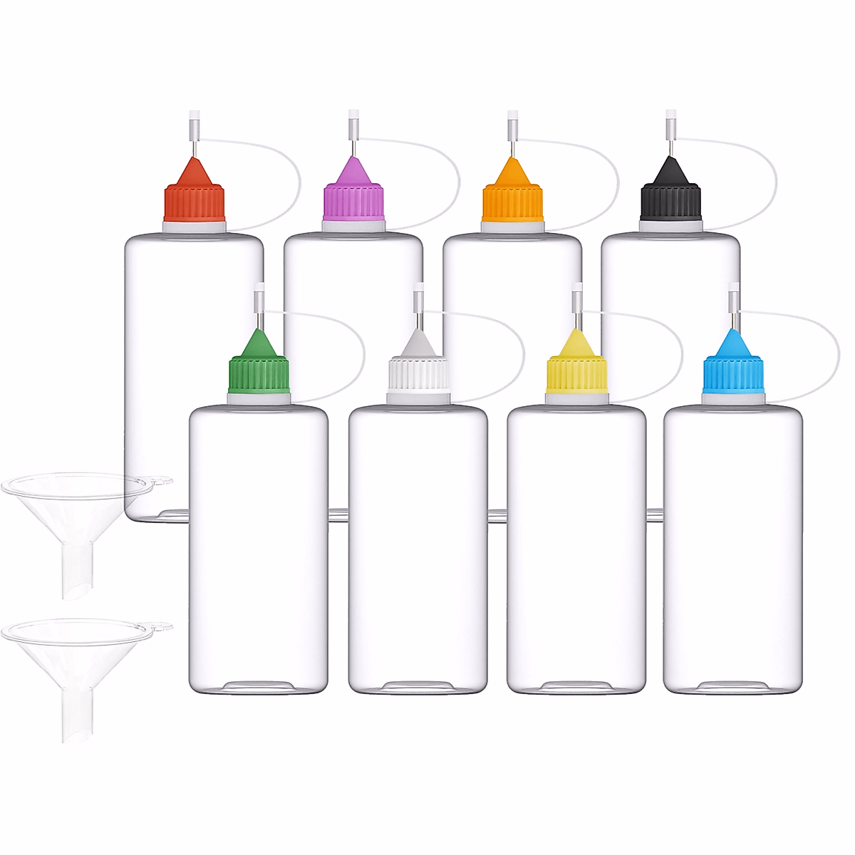 WANBAO 6 Pcs 2 Ounce Needle Tip Glue Bottle, Tip Applicator Bottle, for Glue,Liquid,Oil, DIY crafts Etc, Multi-Color.