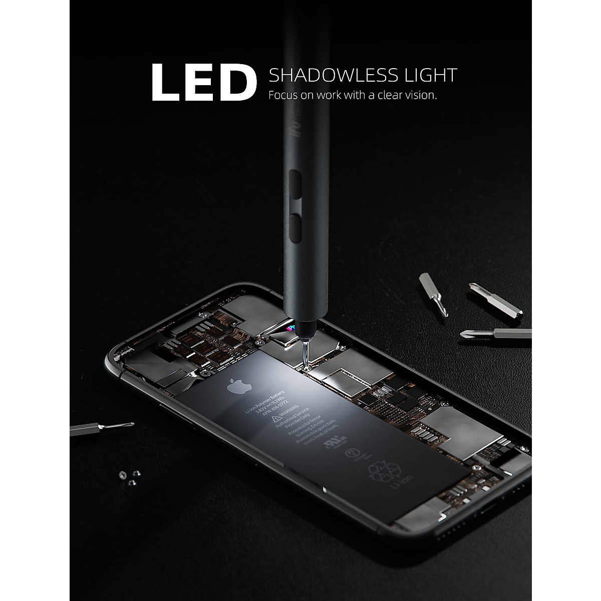 iFu Mini Electric Screwdriver, 42 in 1 Precision Screwdriver Set – Small Cordless Power Screwdriver with LED Light & 37 Magnetic Bits, Repair Tool for Phone Laptop Camera Watch Computer