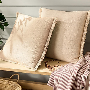 TOWN & COUNTRY EVERYDAY Rio Indoor/Outdoor Decorative Pillow, 20"x20", Beige