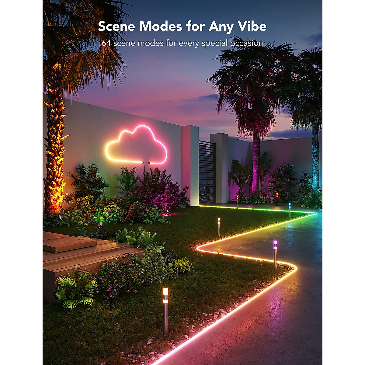 Govee Outdoor Neon Rope Lights, 32.8ft RGBIC IP67 Waterproof Patio Decorations with 64 Scene Modes, Music Sync, Flexible LED Outdoor Lights, Holiday Lights Work with Alexa, Google Assistant