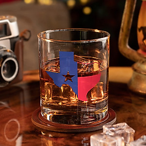 Texas Flag - Old Fashioned Whiskey Rocks Bourbon Glass - 10 oz capacity