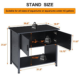SMONTER Aquarium Stand 40 Gallon Metal Fish Tank Stand Cabinet with Storage Shelf, W36.6*D18.9*H31.5 (Stand Only)