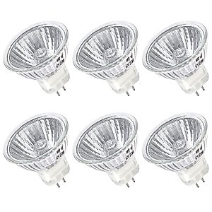 MR16 Halogen Bulb 20W Dimmable 12V GU5.3 Bi Pin Base Spotlight with Long Lifespan, 2700K Warm White MR16 Bulbs with Clear Glass Cover for Landscape, Track Lights, Fiber Optics, Desk Lamps, 6 Pack