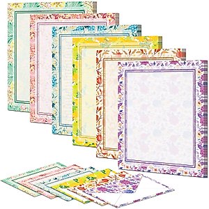 Anzon Mories Vintage Morris Stationery Paper (Both Sides Lined) 48 Sheet, Self-Sealing Envelopes 24 PC, Heavy Weight Floral Writing Letter Stationary, Printer Friendly, US Letter Size 11" x 8.5"