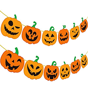 Halloween Pumpkin Banners Halloween Party Decorations Orange Pumpkin Cutout Banners 2Pcs Halloween Hanging Decor for Fall Festivals Birthday Baby Shower Party Supplies