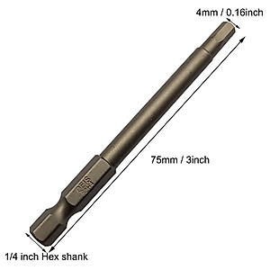 Sipery 10Pcs Hex Head Allen Wrench Drill Bits H4 (4mm) S2 Steel Magnetic Hexagon Hex Head Screwdriver Bits 1/4 Inch Hex Shank 3 Inch Long Drill Bit