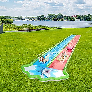 MOYRGG Slip and Slide Inflatable Water Slides Lawn Toy with 2 Bodyboards - 20x6ft 10 lb Slip Slide Heavy Duty Summer Toy with Sprinkler for Kids Adults Backyard Outdoor Water Play