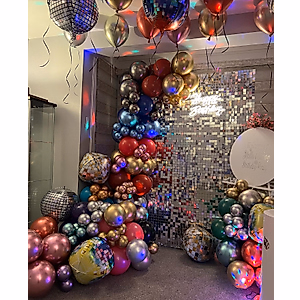 HKYOOD Disco Balloons Garland Arch Kit - 22 18 12 10 5 inch Metallic Purple Blue Hot Pink Green Silver Chrome Disco Balloon with for Birthday Sing Themed 70S 80S 90S Bachelorette Party Decorations