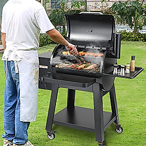 VEVOR Smoker Grill, Portable Wood Pellet Grill with Cart, 8 IN 1 BBQ Grill with PID Temperature Control for Outdoor Cooking, Barbecue Camping, Picnic, 730 sq, Patio and Backyard, Black