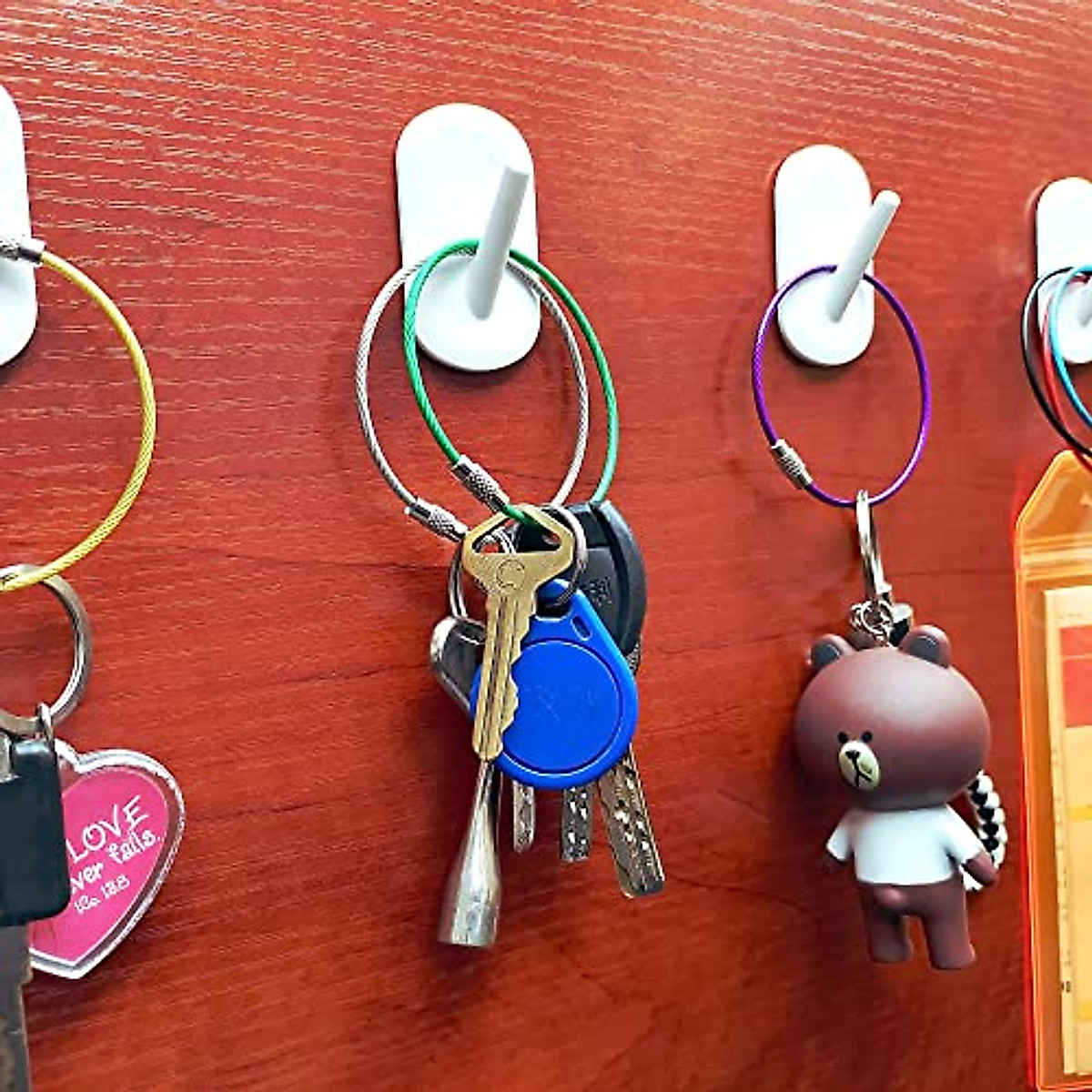 Jollyants Key Rings Stainless Steel Key Chains for Women & Luggage Tag Loops, Key chain Accessories Multicolor 7 Pack, 6.8 inches