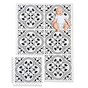 Eggyo Premium Stylish Foam Baby Mat, 72 by 48 Inches, White and Black