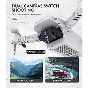 Drone with Camera 2K HD for Adults, Dual Camera Six-axis Gyroscope WiFi FPV Live Video RC Quadcopter with Gesture Operation, Smart Follow, Altitude Hold, Headless Mode, 2 Batteries