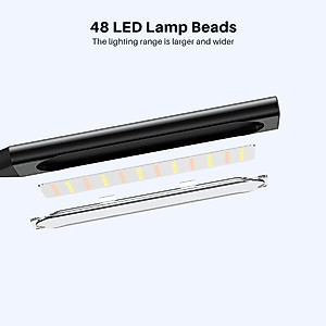 GARMESE LED Desk Lamp, Touch Adjustable Table Lamp with USB Charging Port 5 Modes and 6 Brightness Levels Eye Protection Reading Light 48 LED Memory Function Desk Lights for Home Office Black