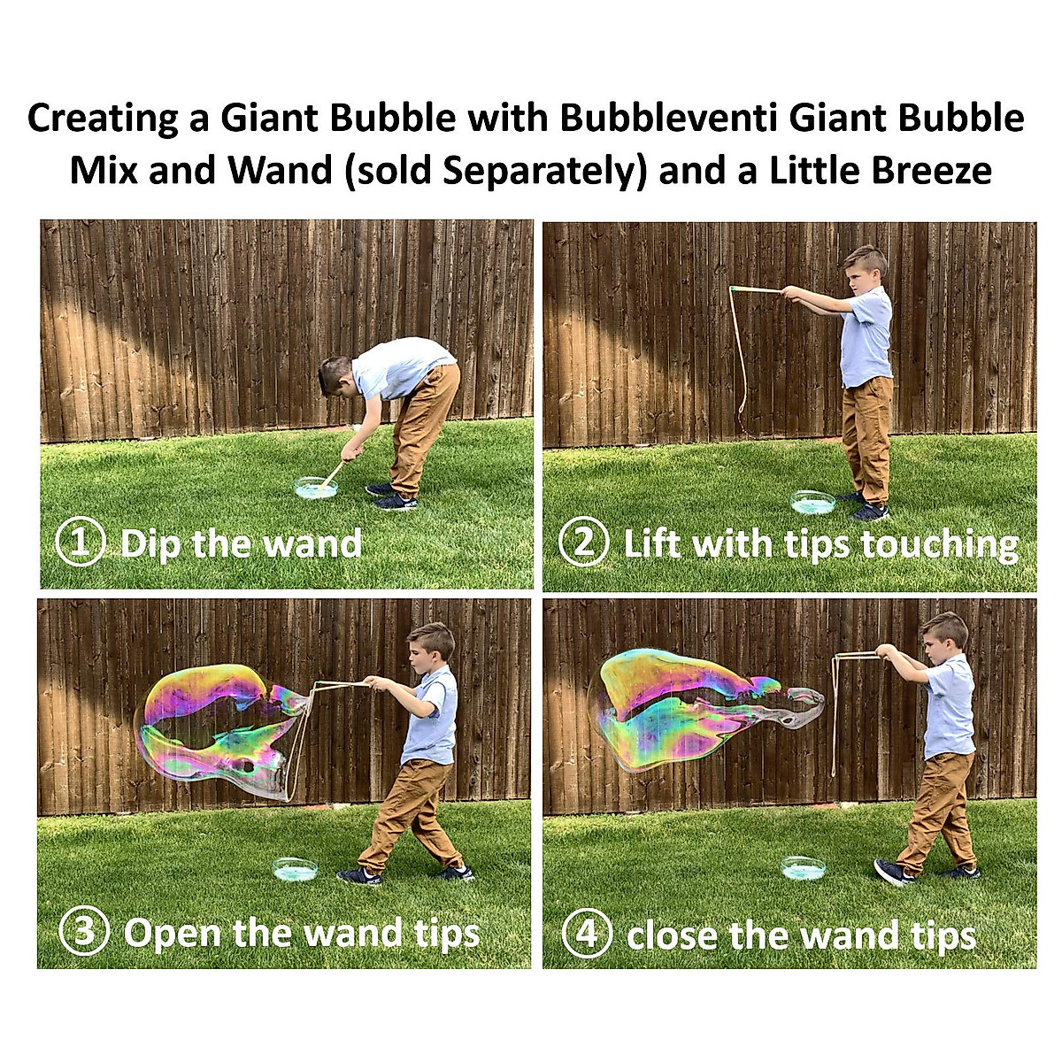 Bubbleventi Giant Bubble Mix | Made in USA |100% Vegan Non-Toxic Powder Makes 10 Gallons of Premium, Big Bubble Solution for kids’ STEM fun | Use in Bubble Wands + Machines