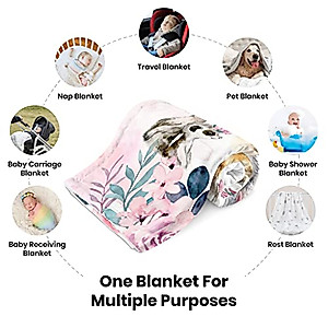 Personalized Baby Blanket for Girls with Name Custom Baby Blanket Throw Customized Name Receiving Swaddle Blanket for Infant Newborn Toddler Kid Name Blanket Soft Fleece Blanket(Woodland Animal)